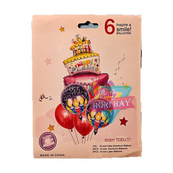 HBD Multi- Balloon Set 6 pc – Party Hori Hay