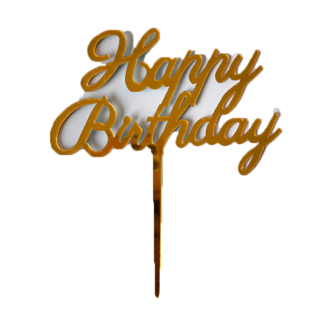 Golden Happy Birthday Cake Topper – Party Hori Hay
