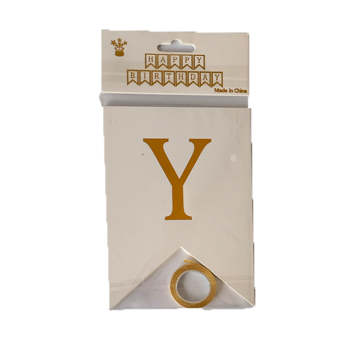 White HBD Banner With Golden Text – Party Hori Hay